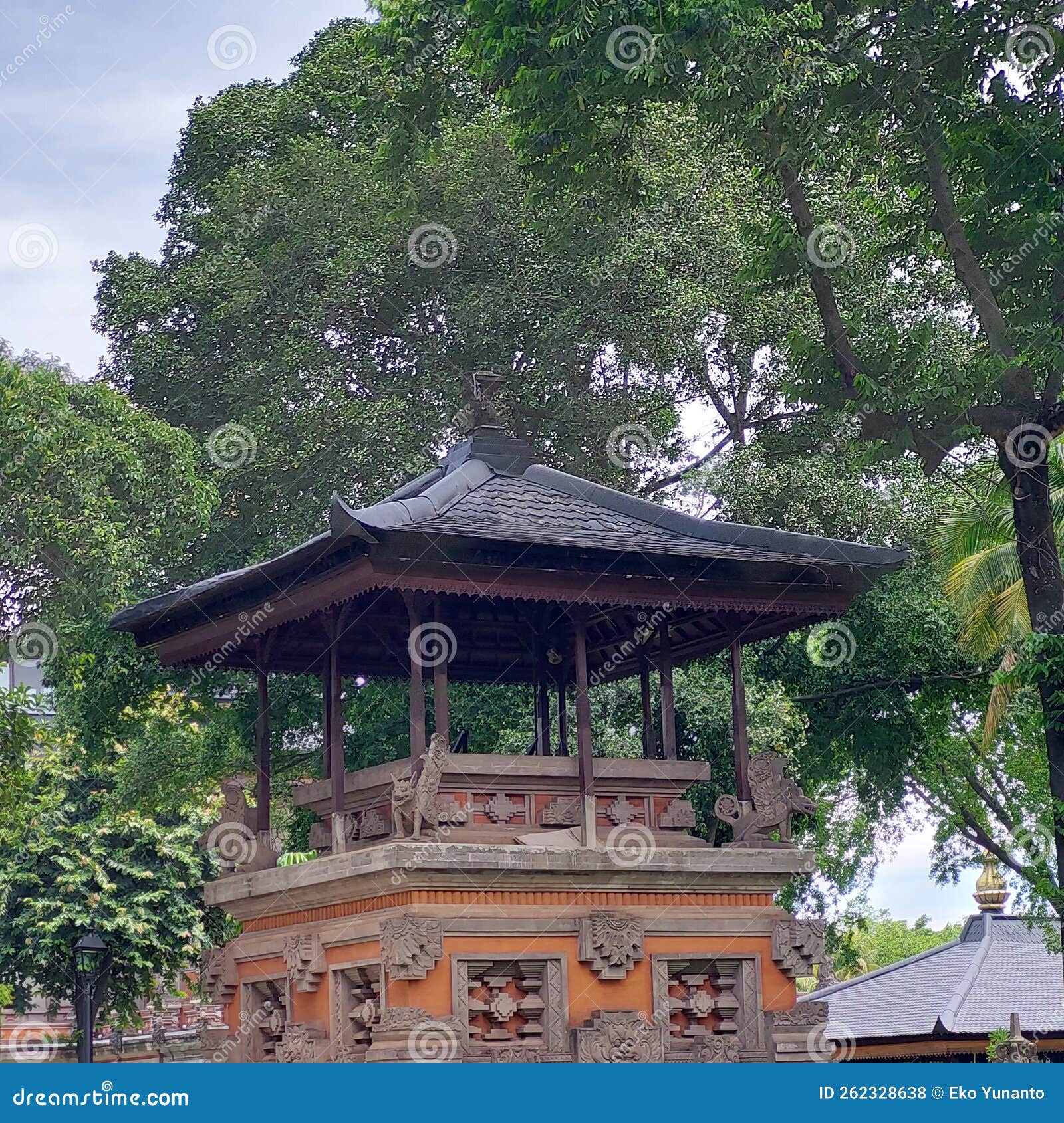 Balinese Ornament Building among Shady Trees Stock Photo - Image of ...