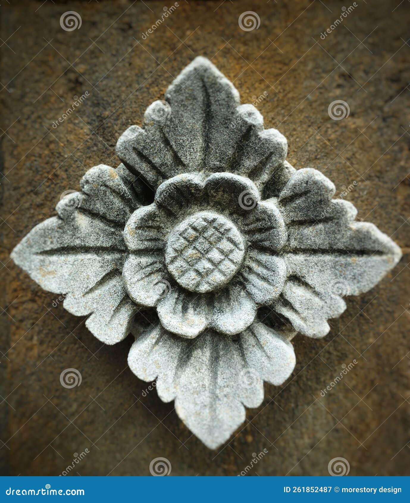 Balinese Stone Ornament Curving Flower Pattern Stock Image - Image of ...