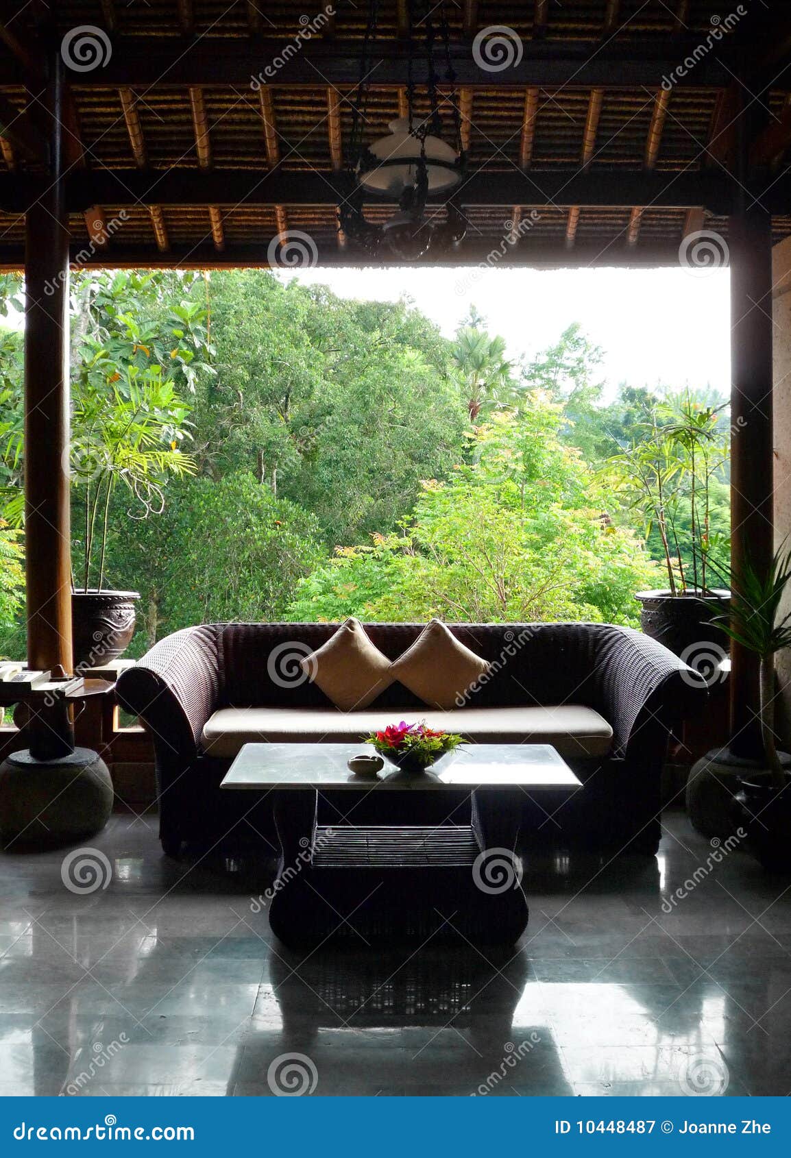 Balinese Style Patio Sitting Room Stock Image - Image of beautiful ...