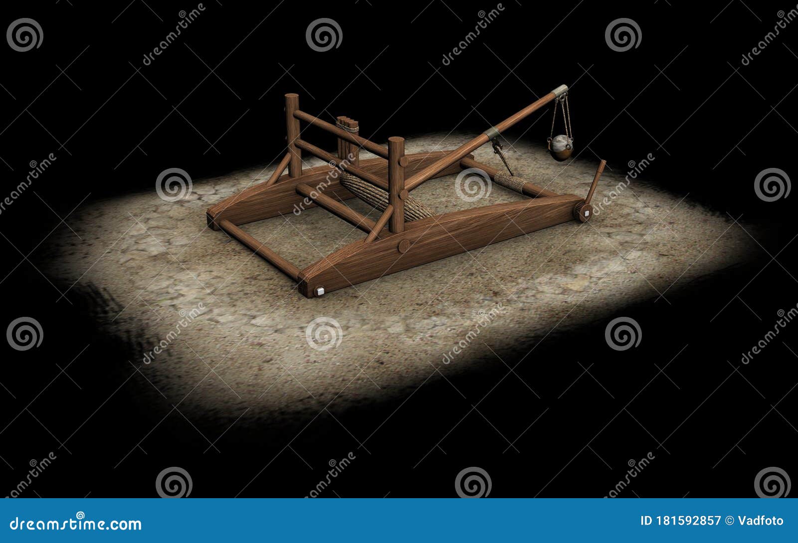 Balista, Catapult, 3d Visualization, Illustration Stock Illustration ...