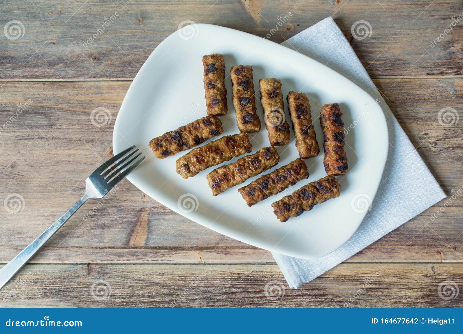 Balkan Cuisine. Cevapi - Grilled Dish of Minced Meat. Flat Lay, Free ...