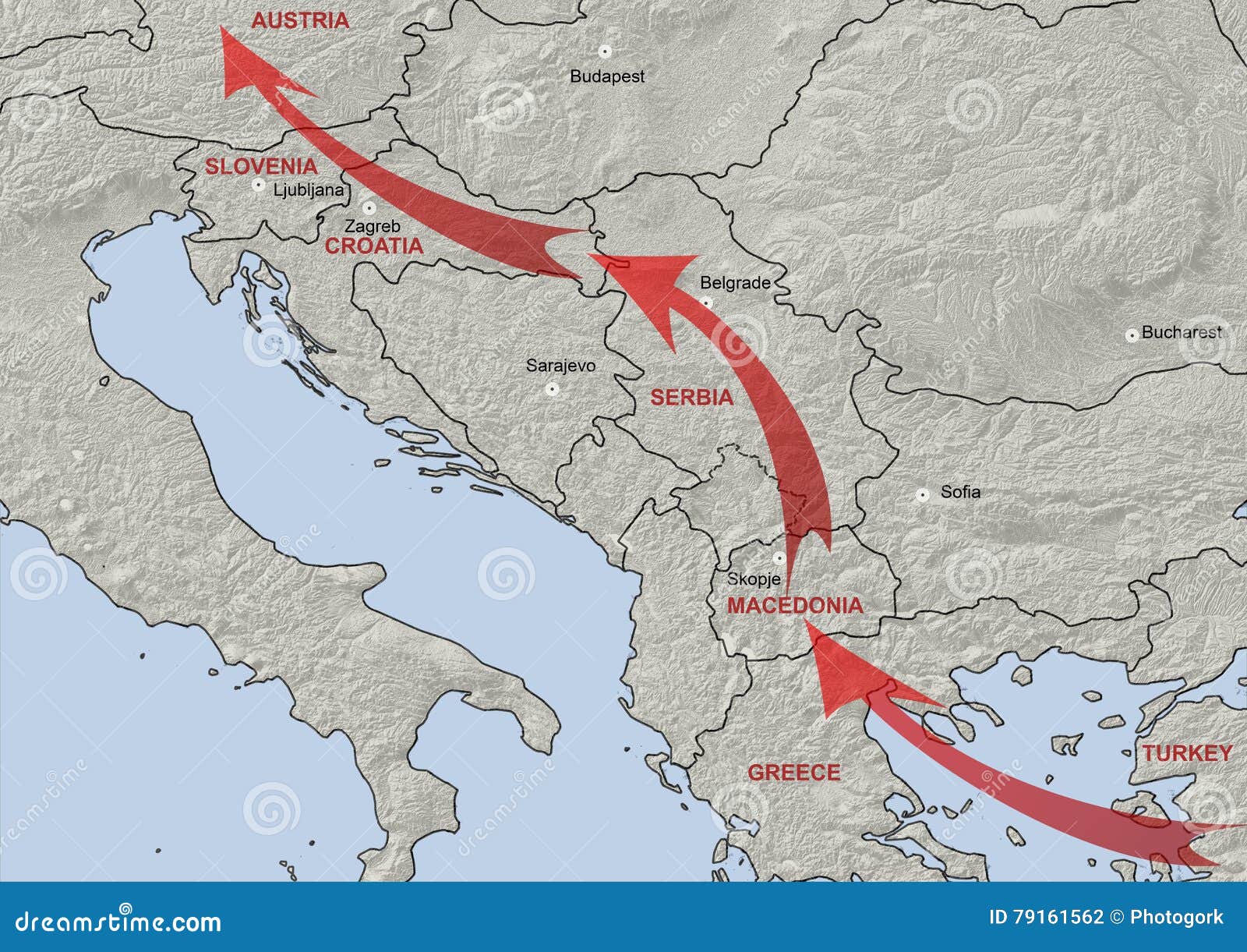 Balkan migrant route stock illustration. Illustration of refugee - 79161562