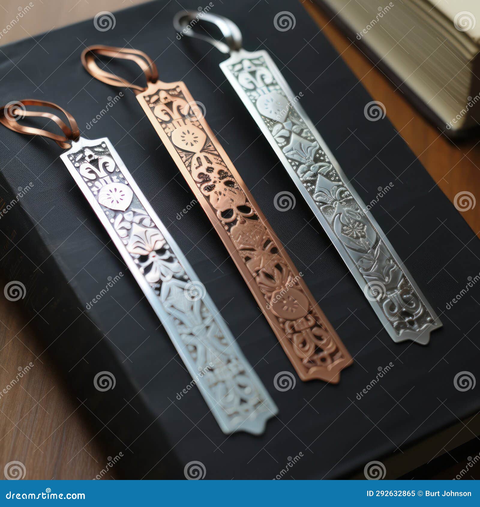 Balkans Row of Embossed Silver and Copper Book Marks Stock Image ...