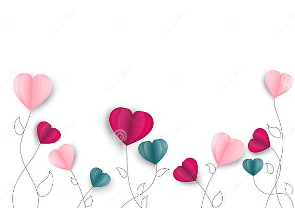 Balloons Trees on White Background.Heart Shaped Balloons Icon Stock ...