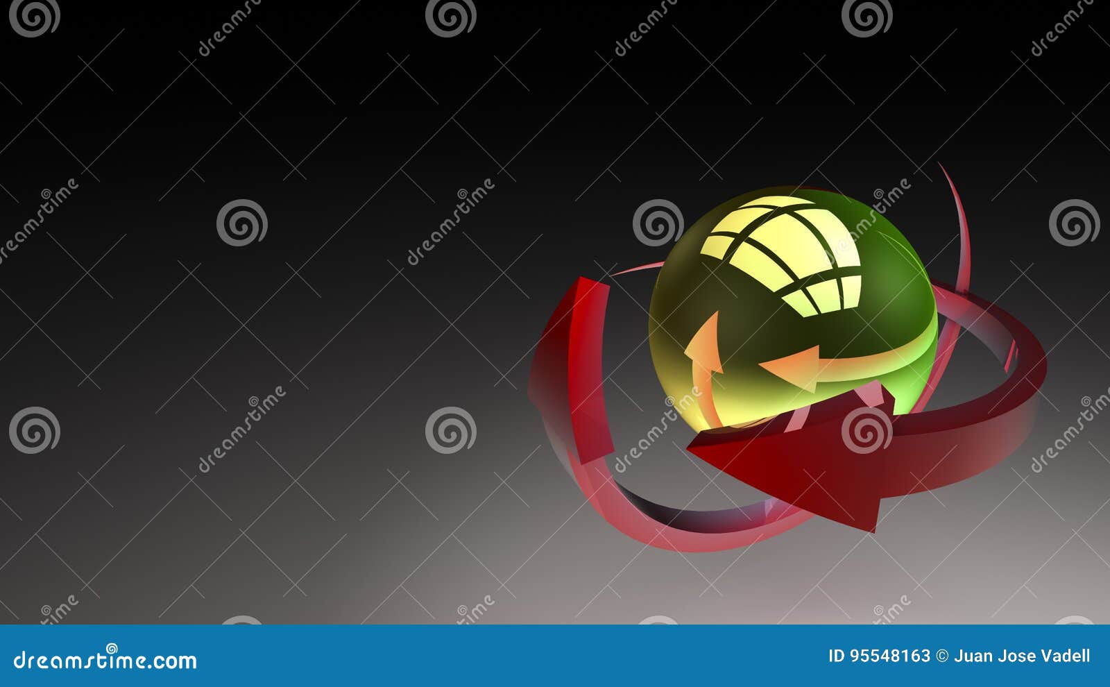 Ball with Arrows in 3D Illustration Stock Illustration - Illustration ...