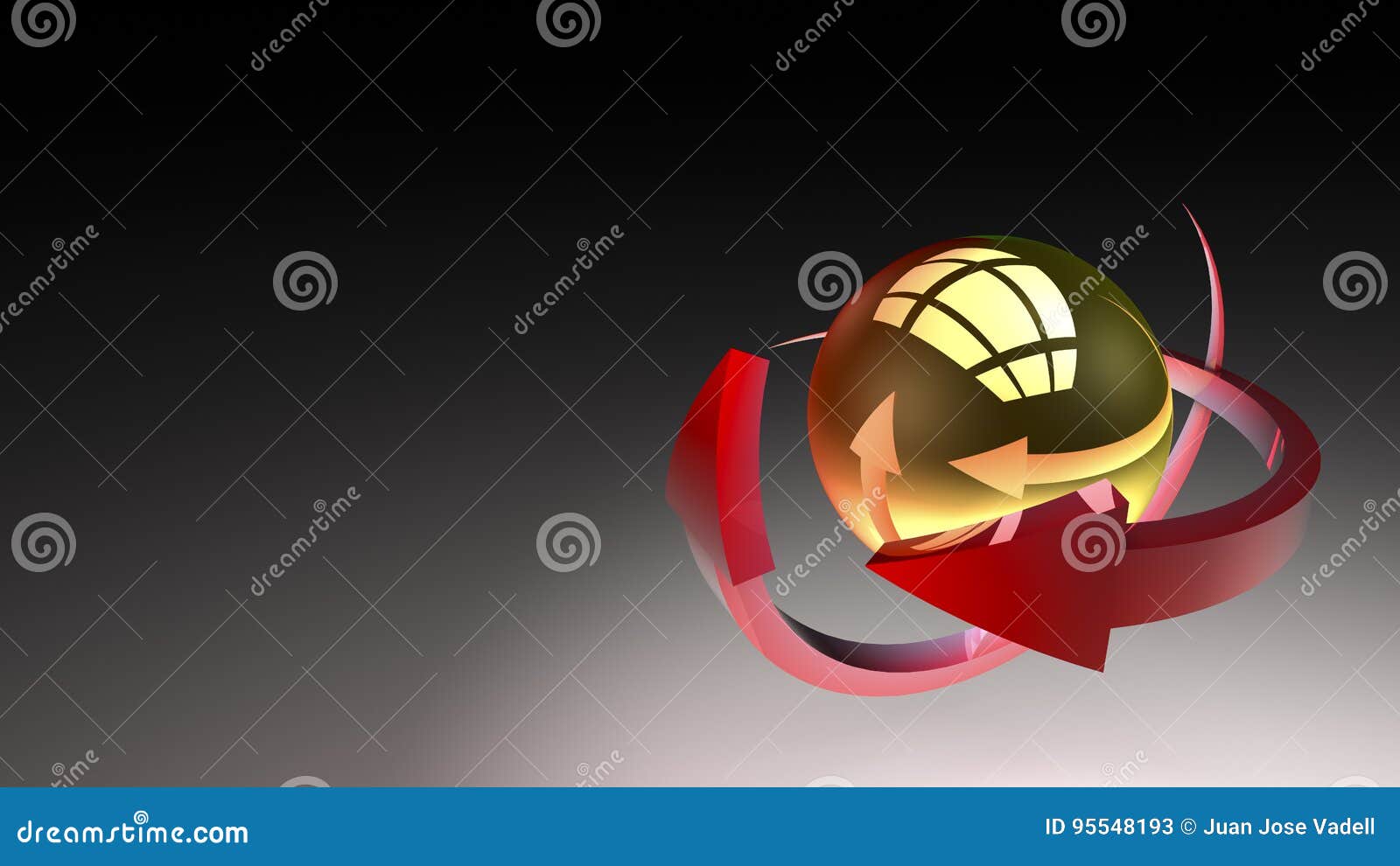 Ball with Arrows in 3D Illustration Stock Illustration - Illustration ...