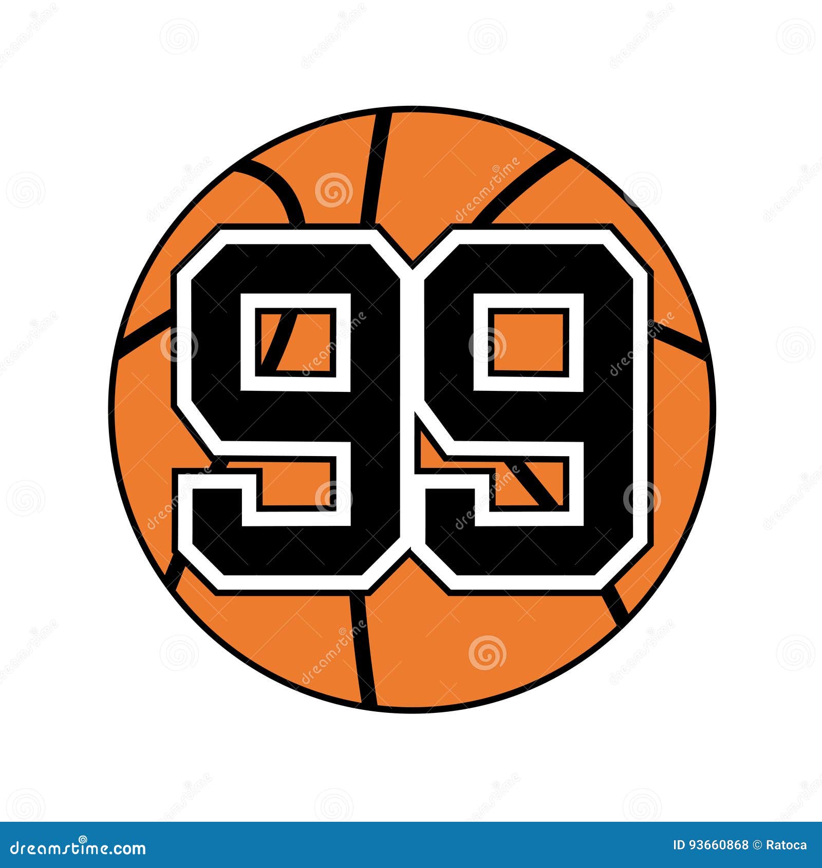 Ball of Basketball with the Number 99 Stock Vector - Illustration of ...
