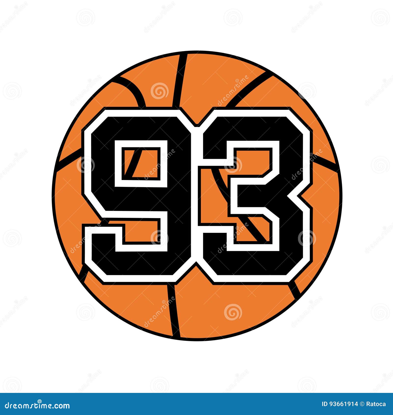 Ball of Basketball with the Number 93 Stock Vector - Illustration of ...