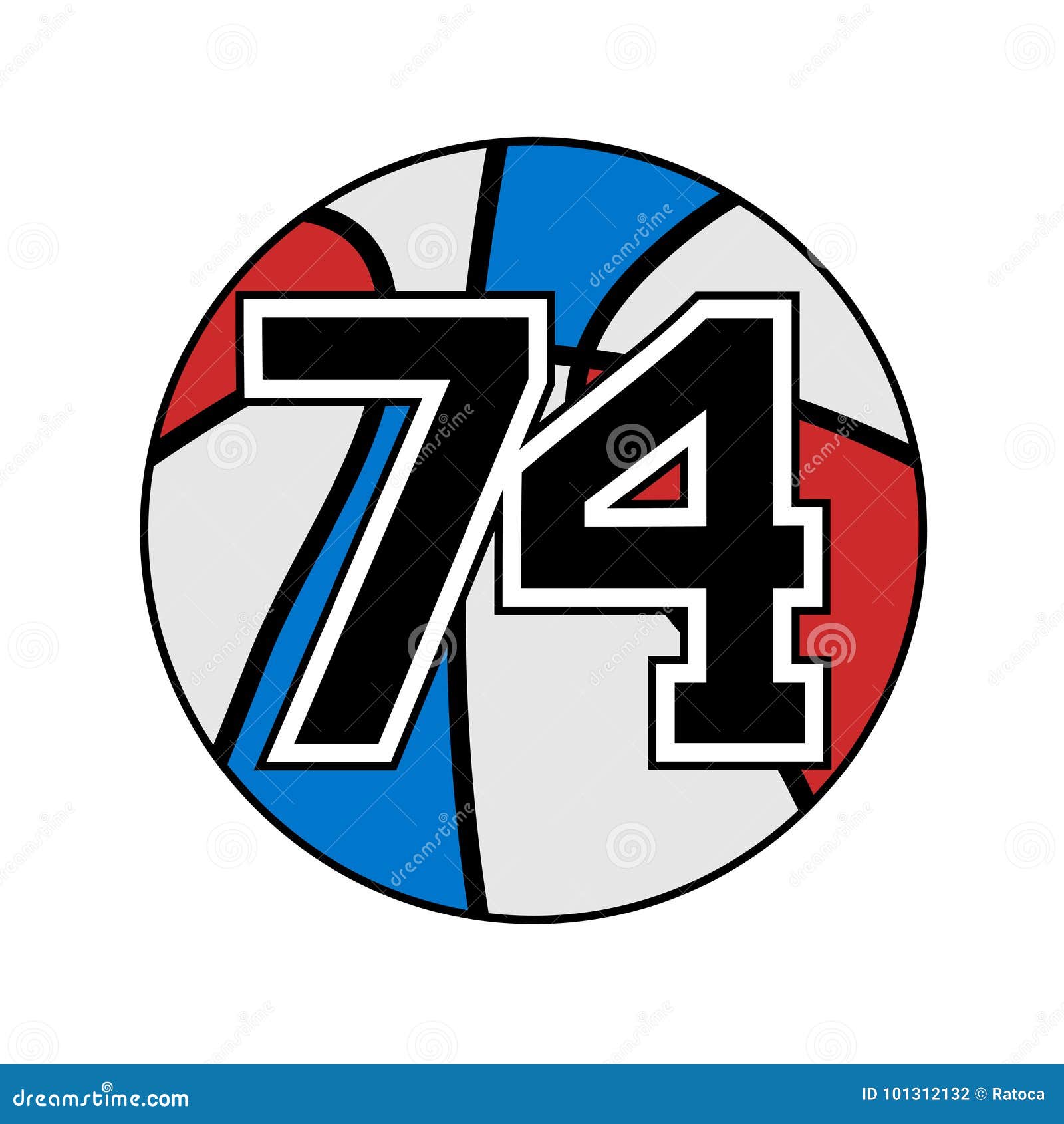 Ball of Basketball Symbol with Number 74 Stock Vector - Illustration of ...