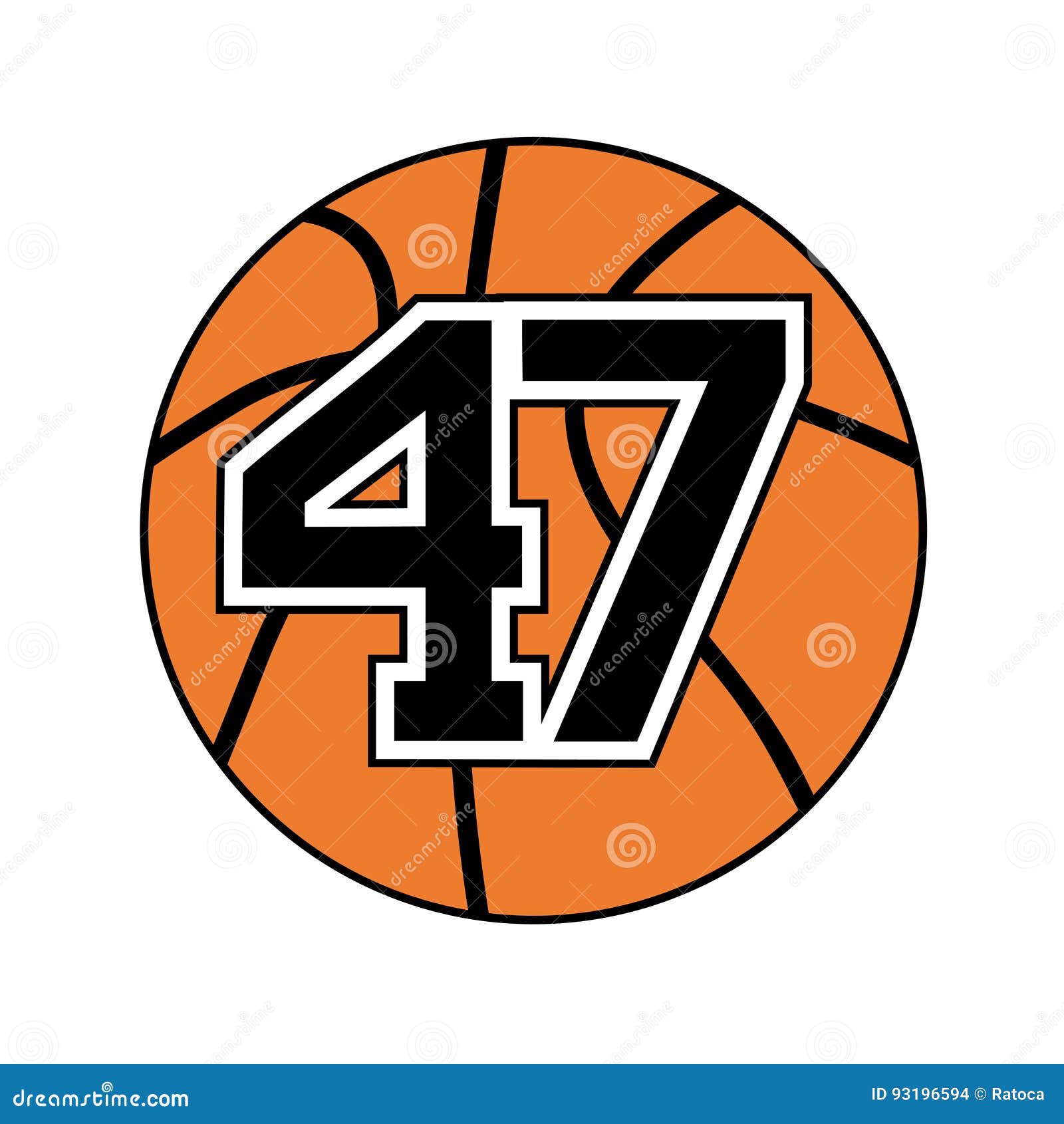 Ball of Basketball Symbol with Number 47 Stock Vector - Illustration of ...