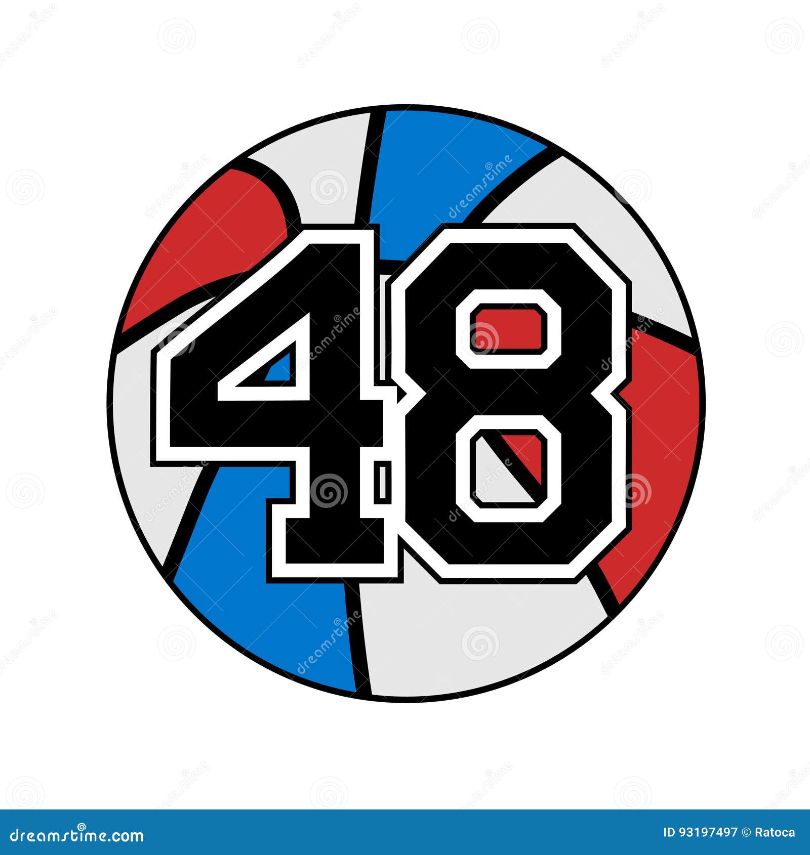 Ball of Basketball Symbol with Number 48 Stock Vector - Illustration of ...