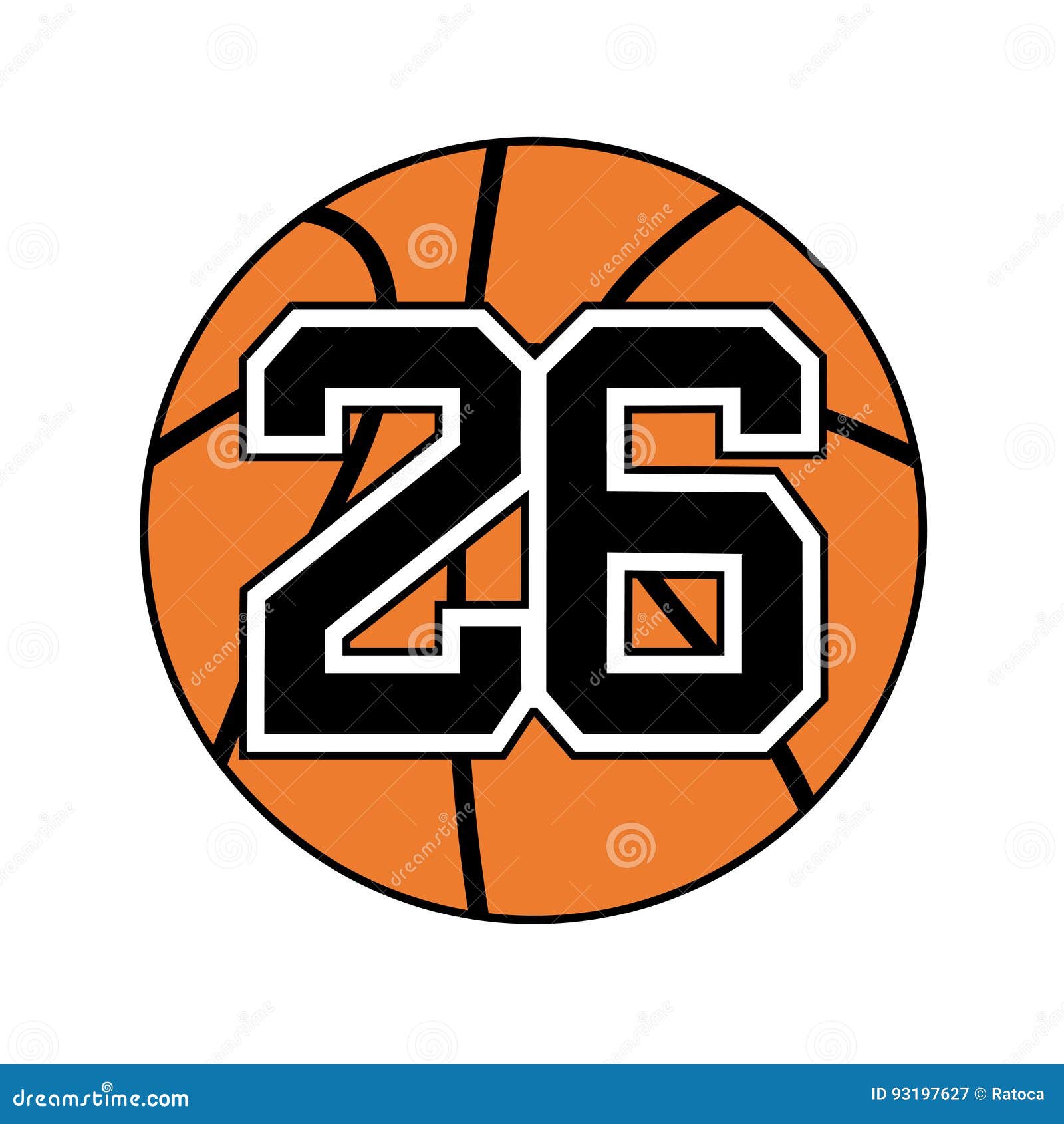 Ball of Basketball Symbol with Number 26 Stock Vector - Illustration of ...