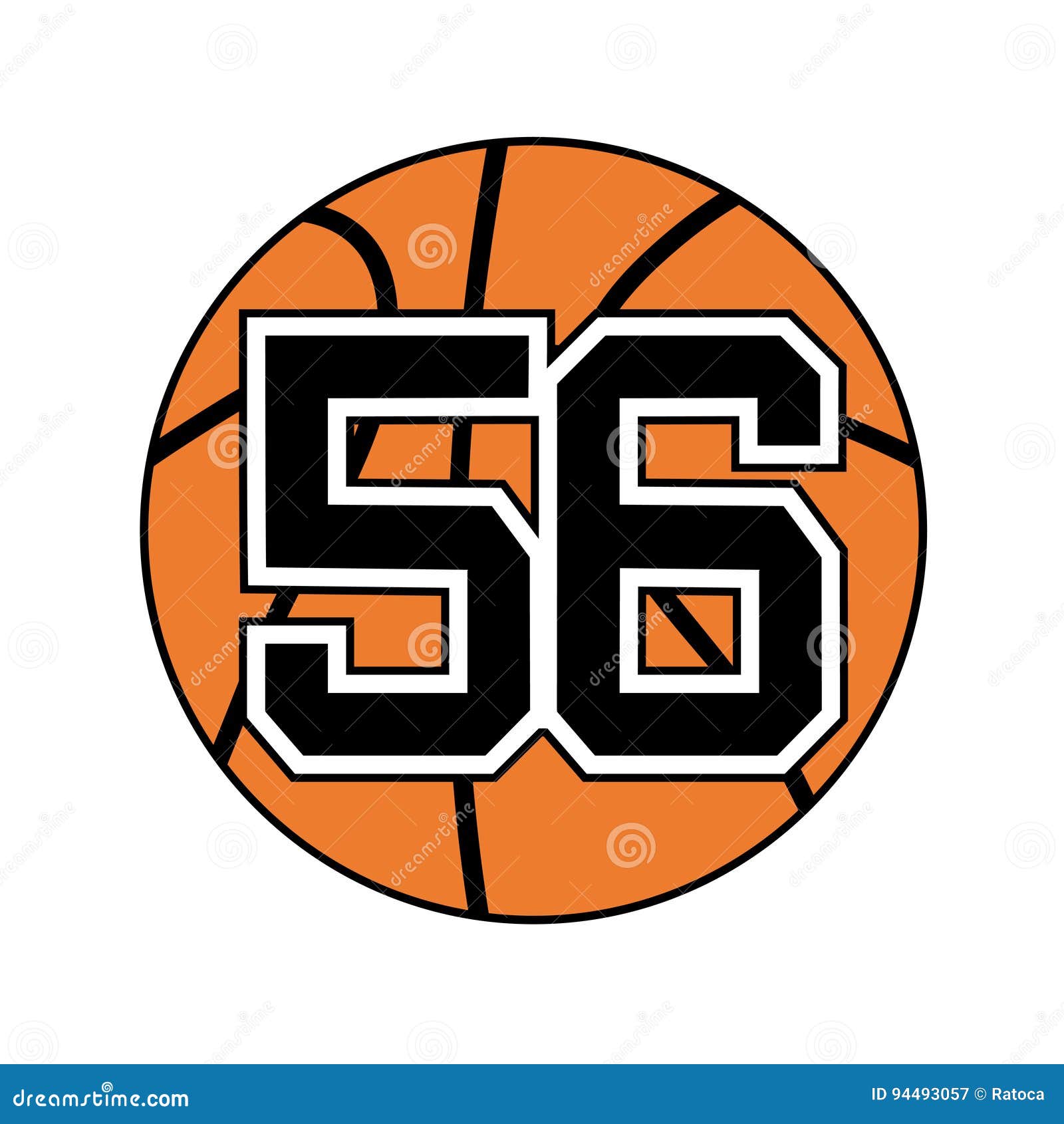 Ball of Basketball Symbol with Number 56 Stock Vector - Illustration of ...