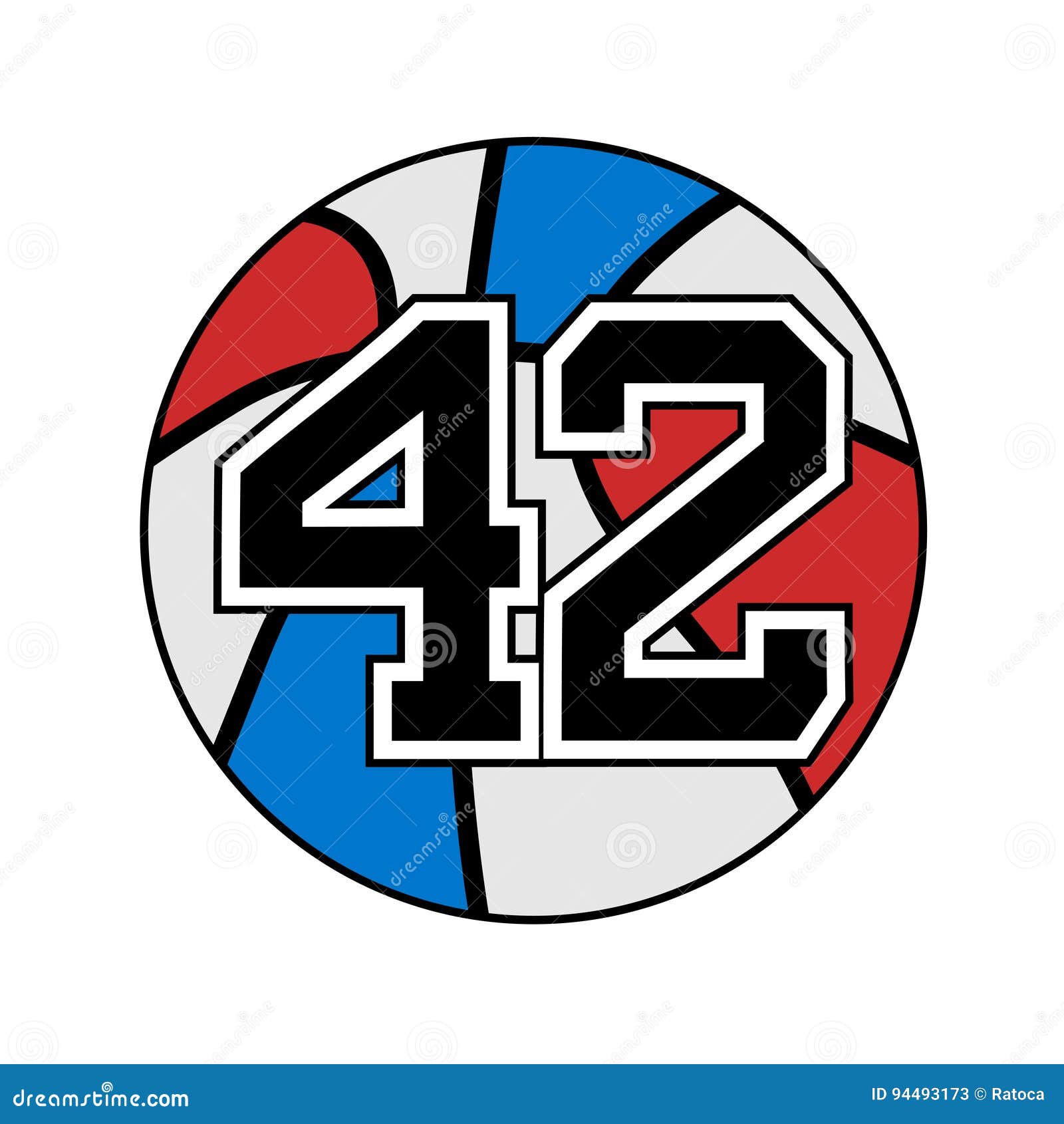 Ball of Basketball Symbol with Number 42 Stock Vector - Illustration of ...