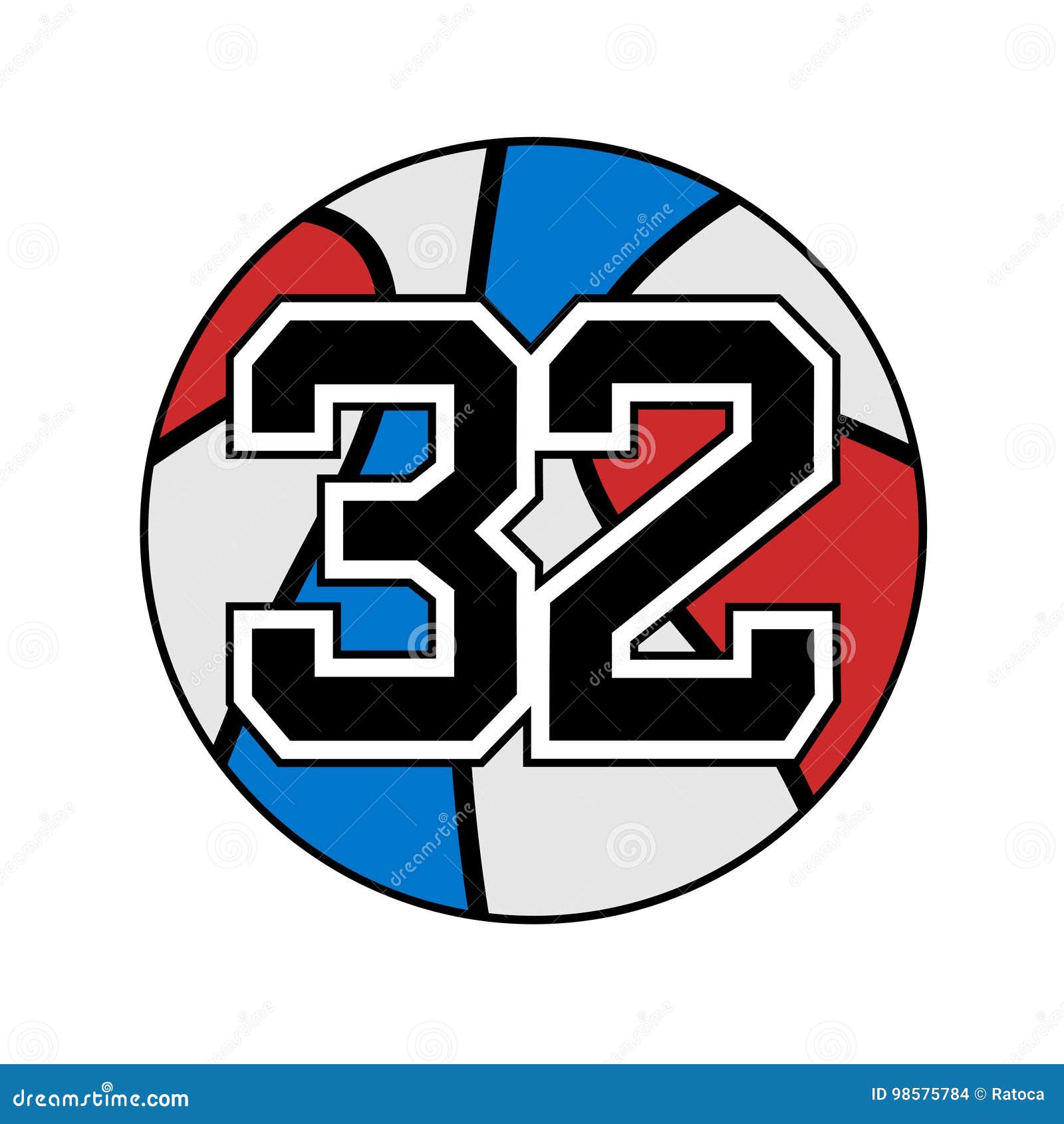 Ball of Basketball Symbol with Number 32 Stock Vector - Illustration of ...