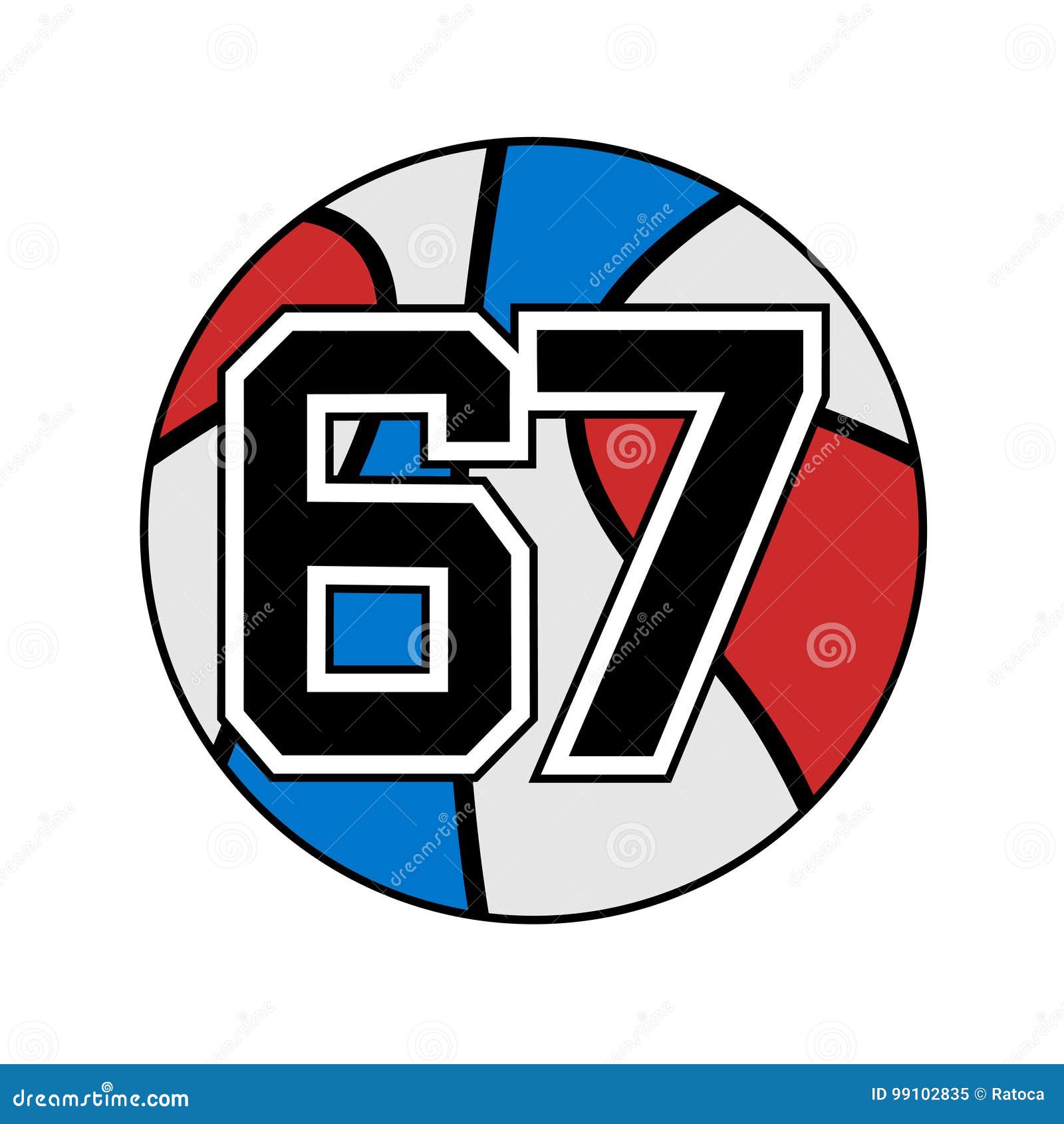 Ball of Basketball Symbol with Number 67 Stock Vector - Illustration of ...