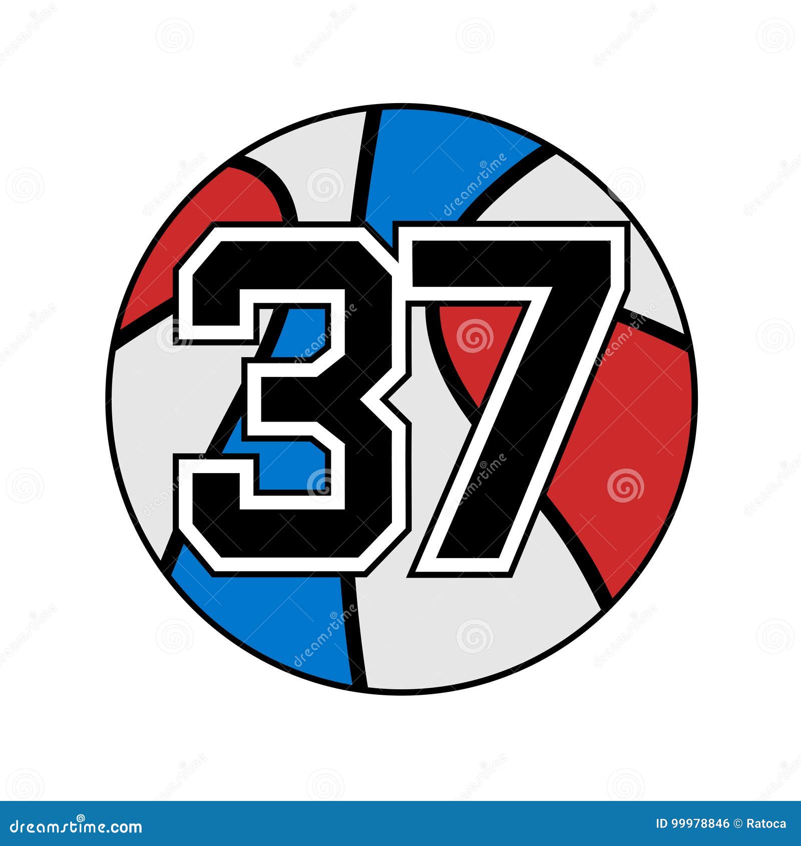 Ball of Basketball Symbol with Number 37 Stock Vector - Illustration of ...
