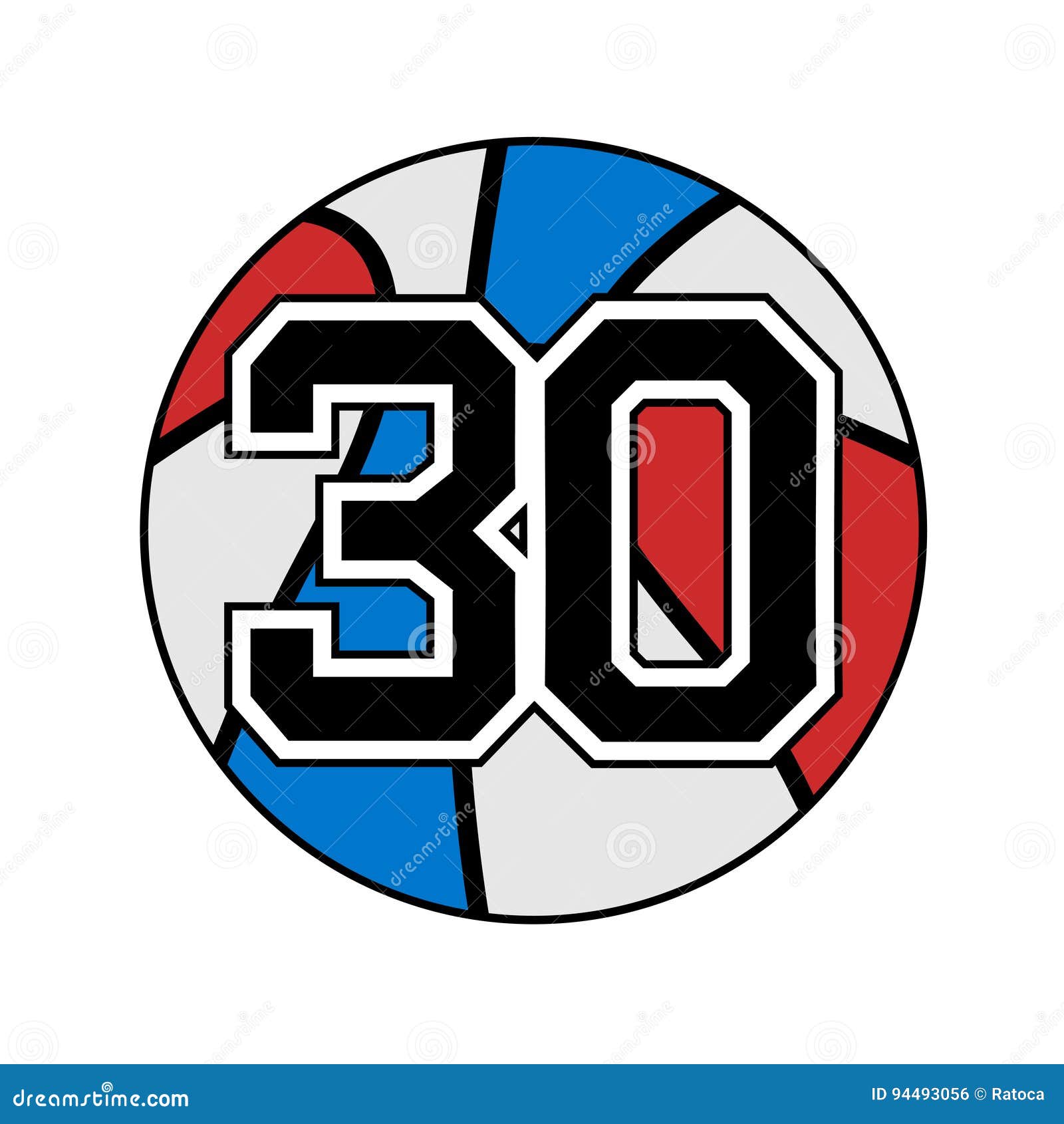 Ball of Basketball Symbol Witn Number 30 Stock Vector - Illustration of ...