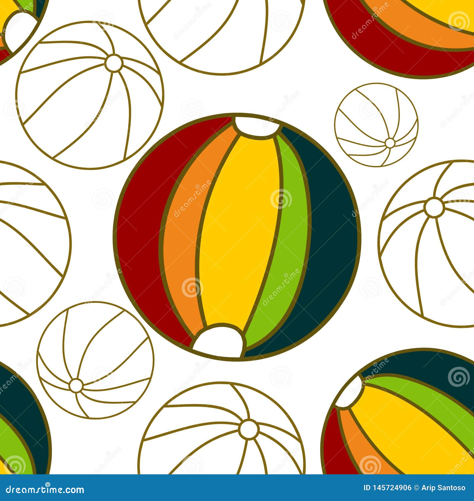 Ball Beach Pattern Seamless Design Template Vector Stock Vector ...