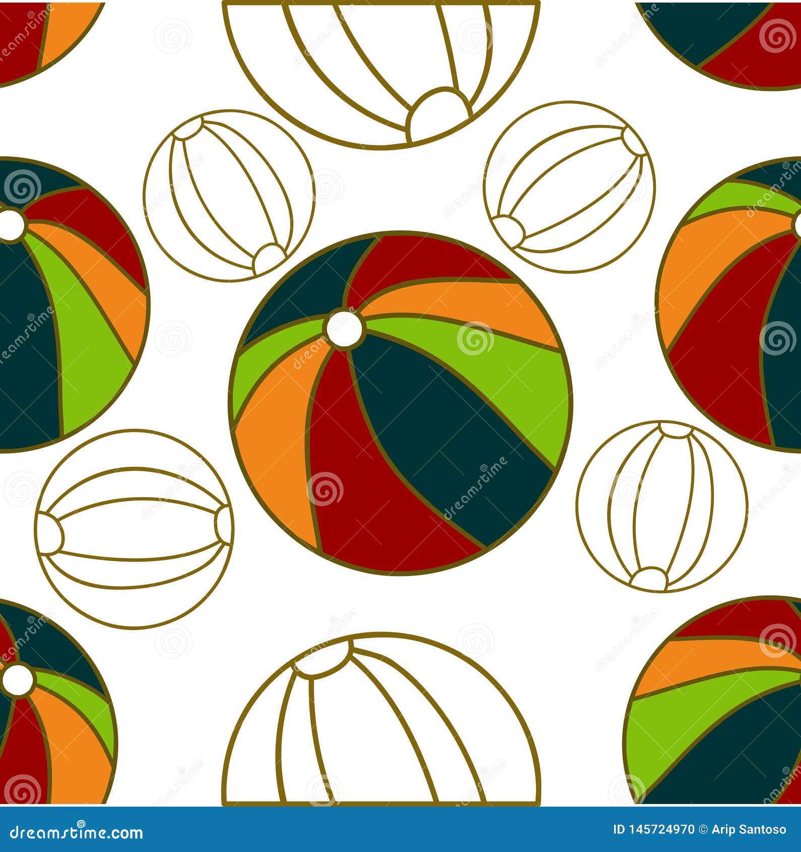 Ball Beach Pattern Seamless Design Template Vector Stock Vector ...