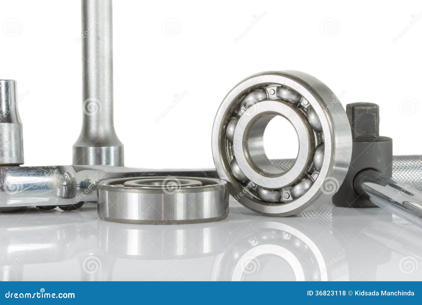 Ball Bearing with Drive Socket Set Stock Photo - Image of alloy, hard ...