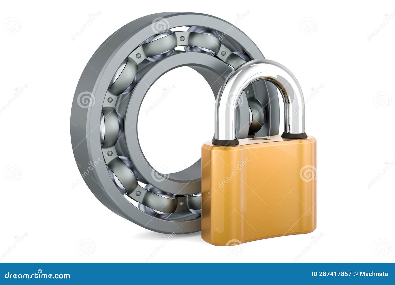 Ball Bearing with Padlock, 3D Rendering Stock Illustration ...
