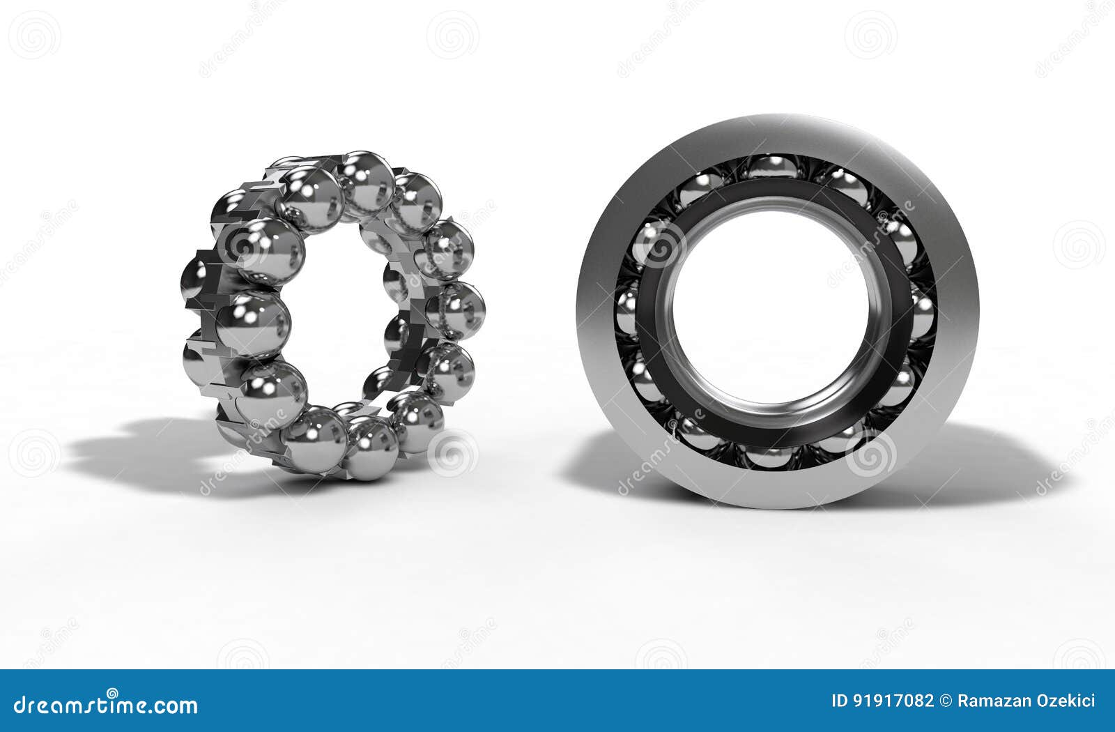 Ball Bearing Parts on the White, 3d Render Stock Illustration ...