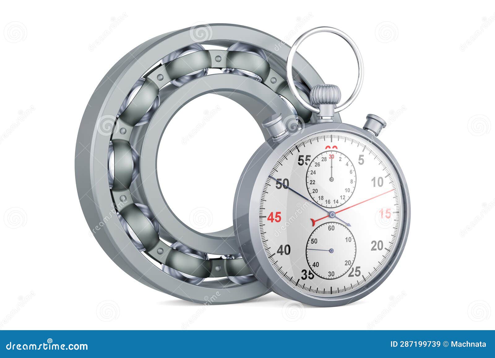 Ball Bearing with Stopwatch, 3D Rendering Stock Illustration ...