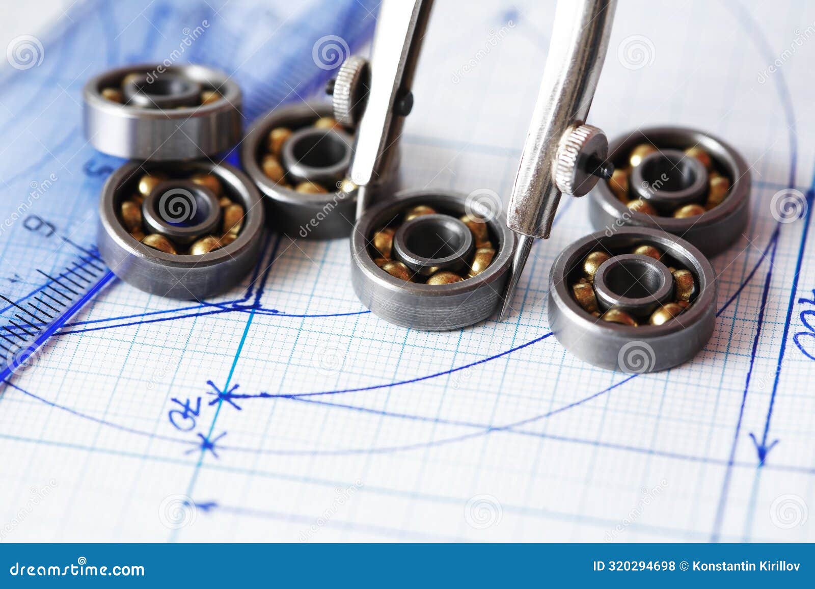 Ball Bearings and Drawing Tools Stock Photo - Image of constructing ...