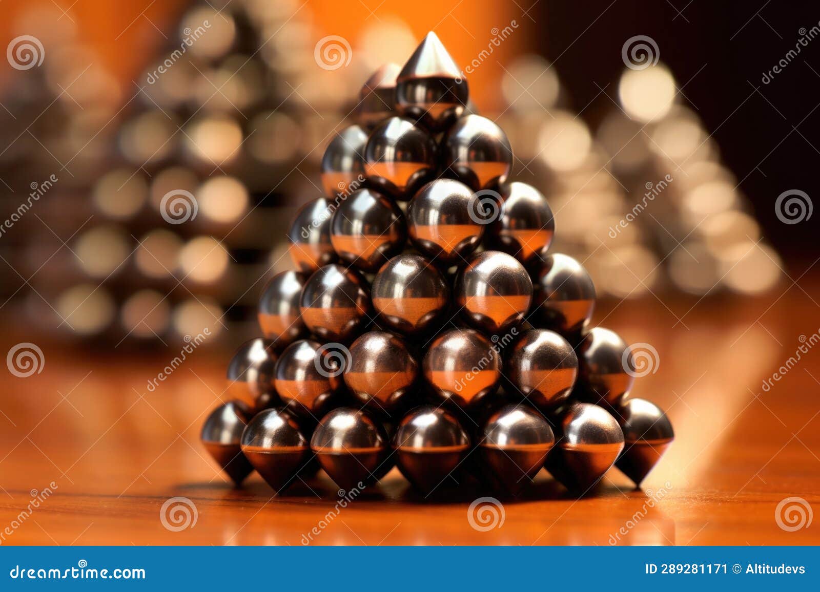 Ball Bearings Stacked in Triangle Formation, Focus on Top Stock Image ...