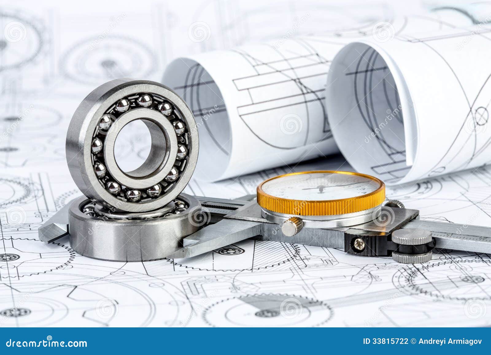 Ball Bearings on Technical Drawing Stock Photo - Image of concept ...