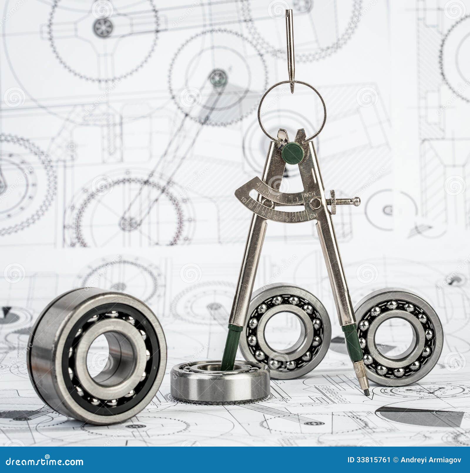 Ball Bearings on Technical Drawing Stock Image - Image of concept ...