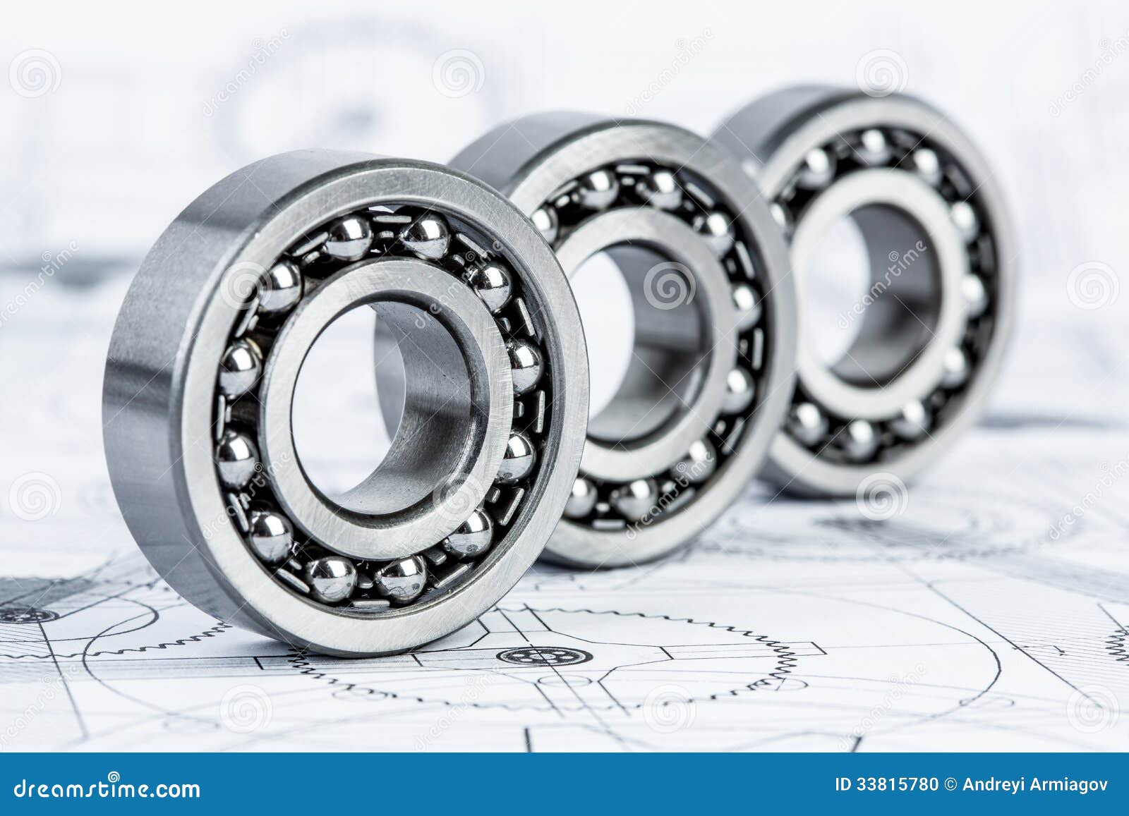 Ball Bearings on Technical Drawing Stock Photo - Image of ideas ...