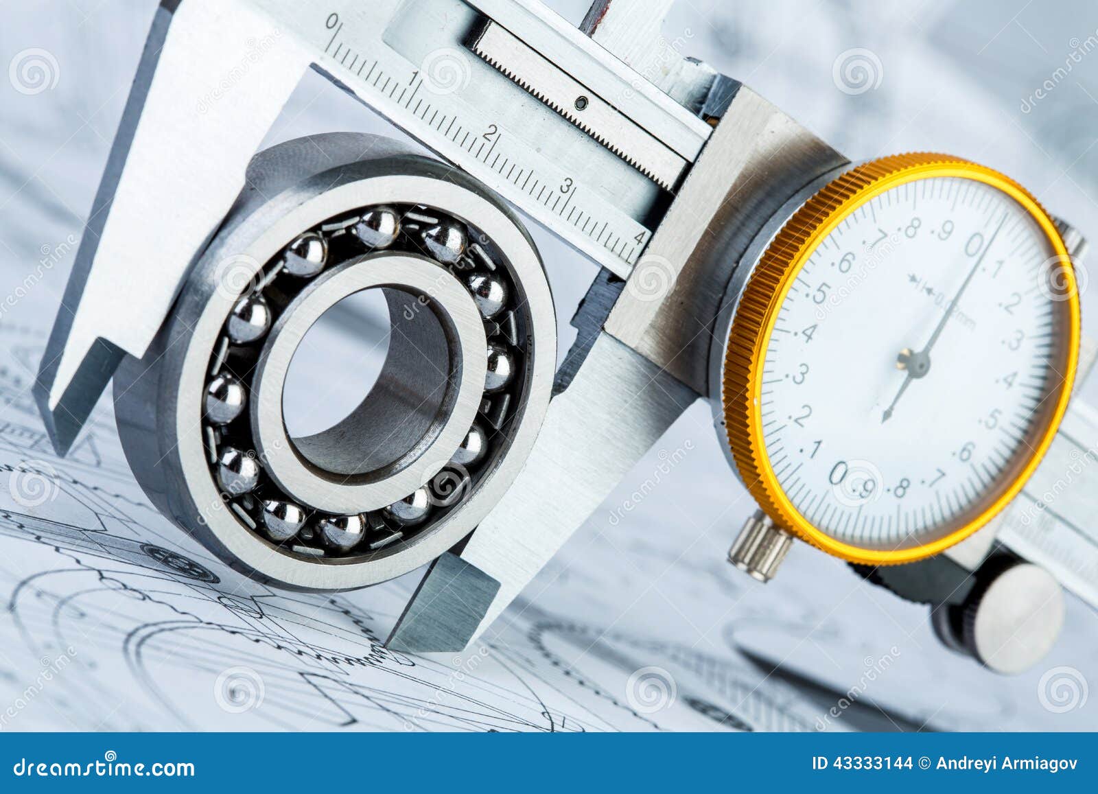Ball Bearings on Technical Drawing Stock Photo - Image of abstract ...