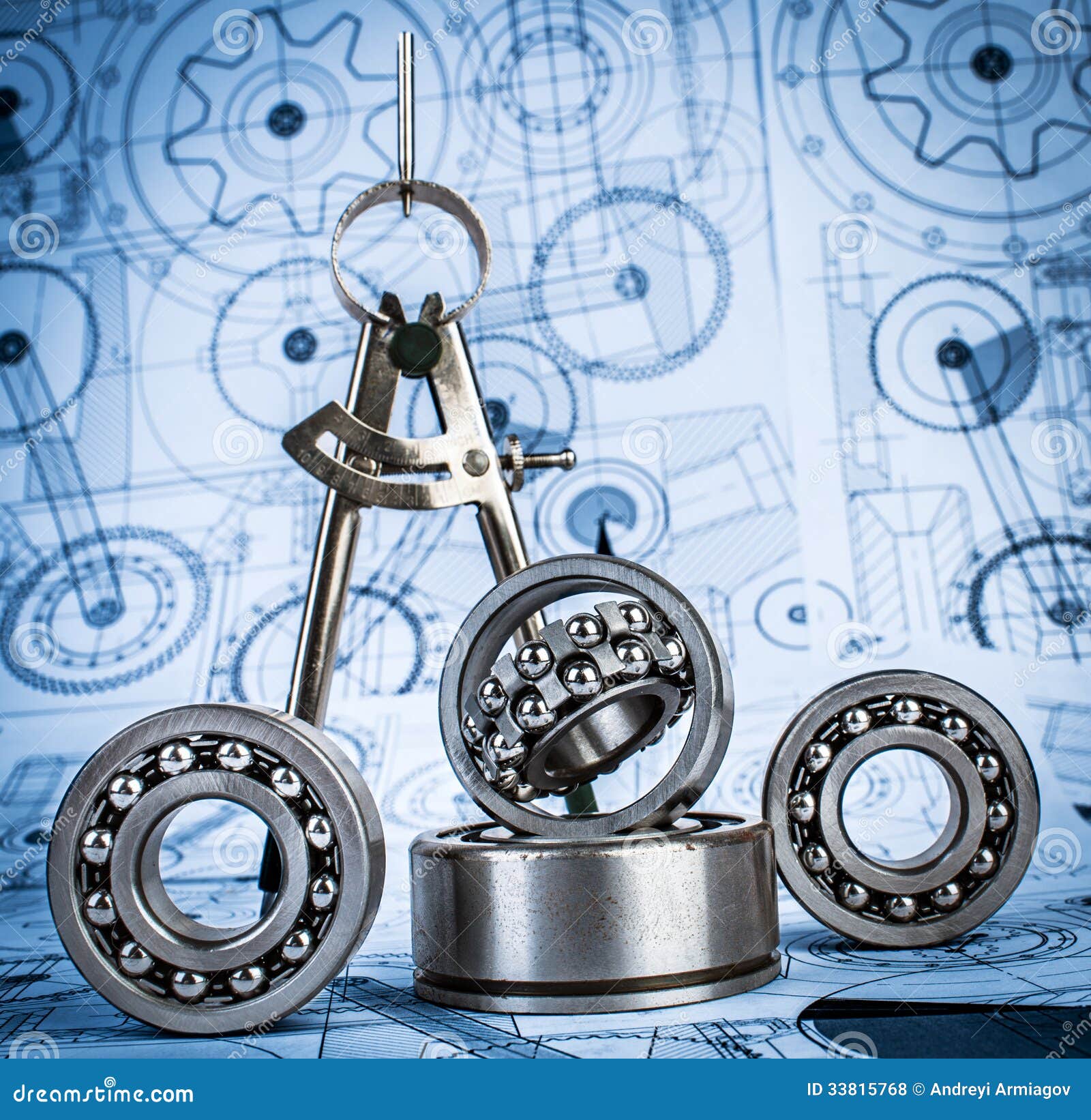 Ball Bearings on Technical Drawing Stock Photo - Image of drawing ...