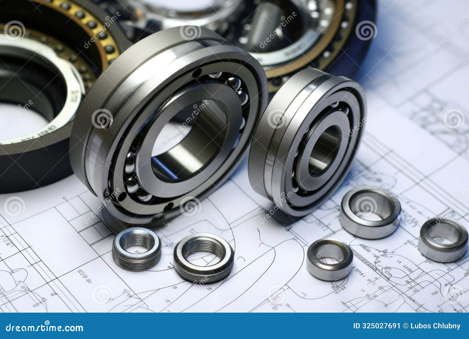 Ball Bearings on White Technical Drawing Stock Illustration ...