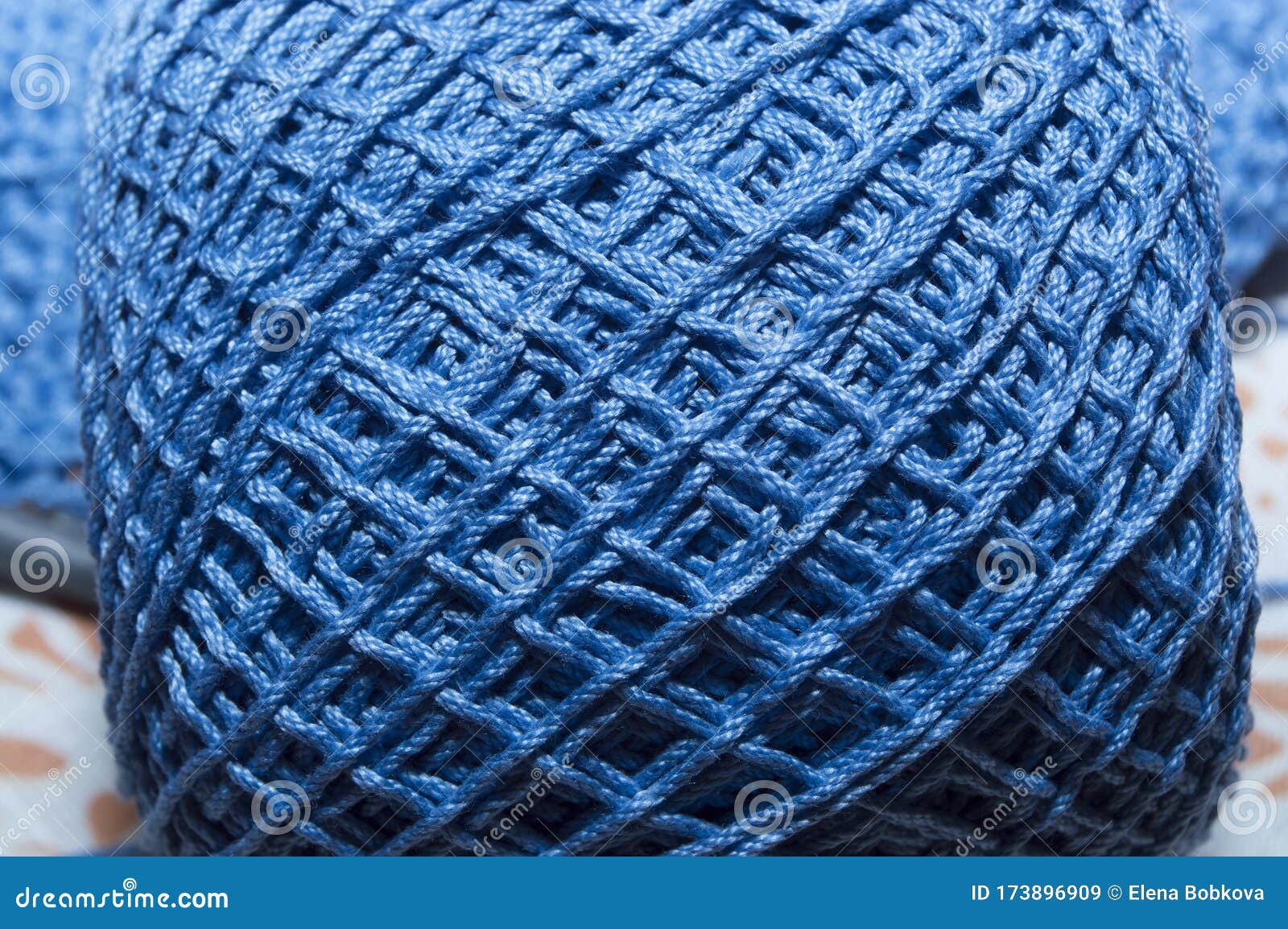 A Ball of Blue Cotton Thread for Knitting Stock Image - Image of ...
