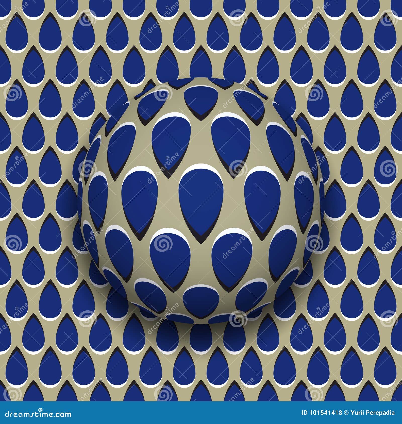 Ball with a Blue Drops Pattern Rolls Along Blue Drops Surface. Stock ...