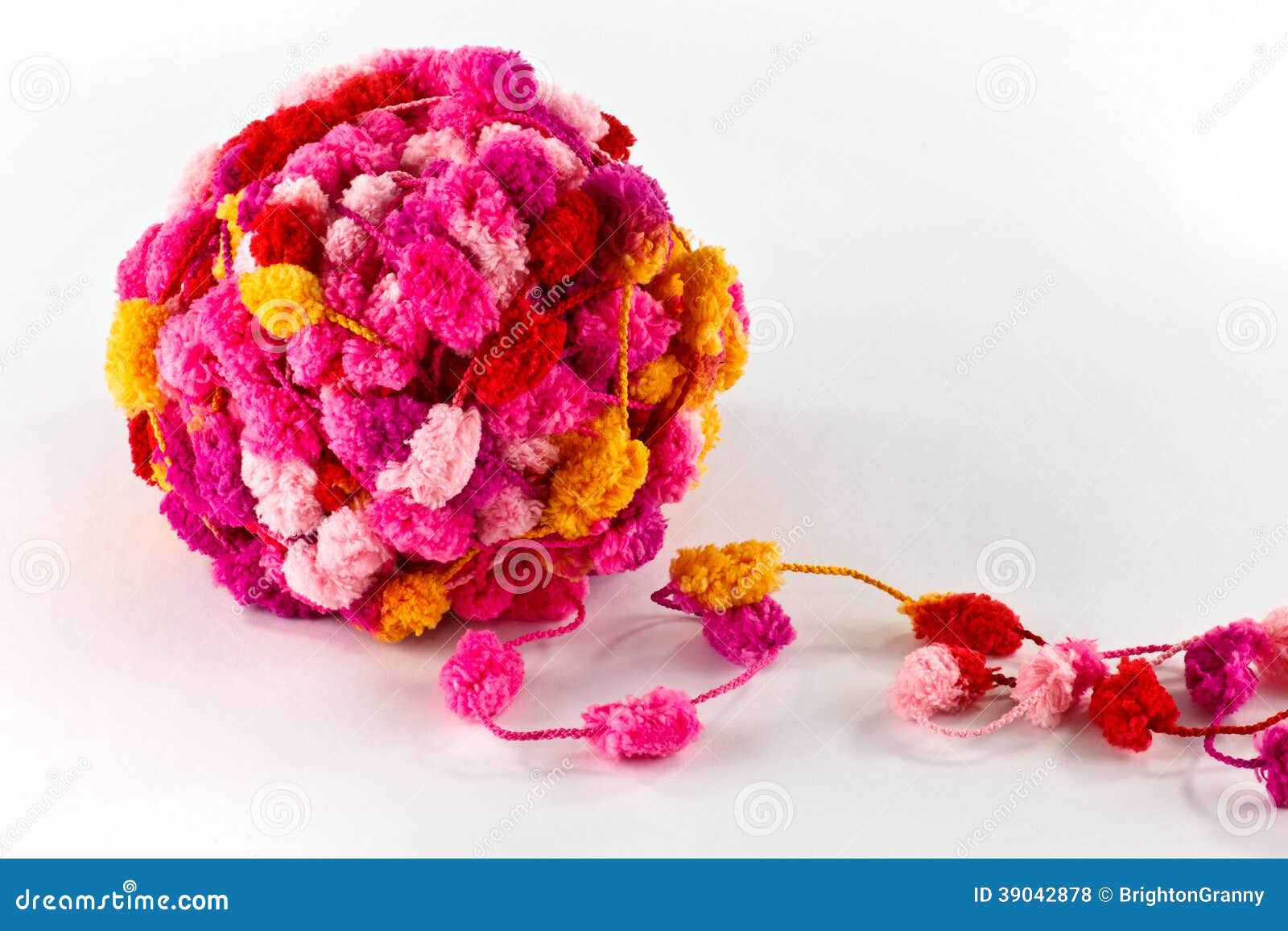 Ball of Multi Coloured Bobble Wool Stock Photo - Image of material ...