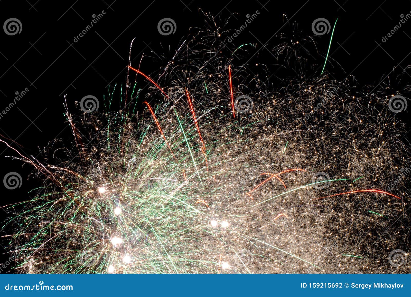 Ball of Bright Multi-colored Fireworks Stock Photo - Image of exploding ...