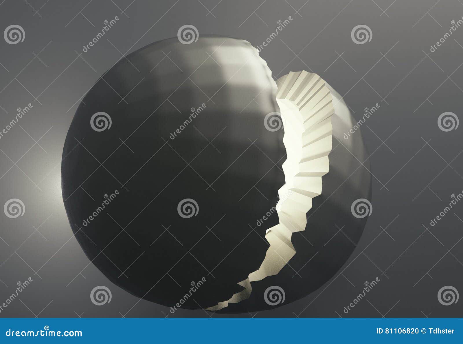 Ball Broken into Pieces with Light Inside 3d Illustration Stock ...