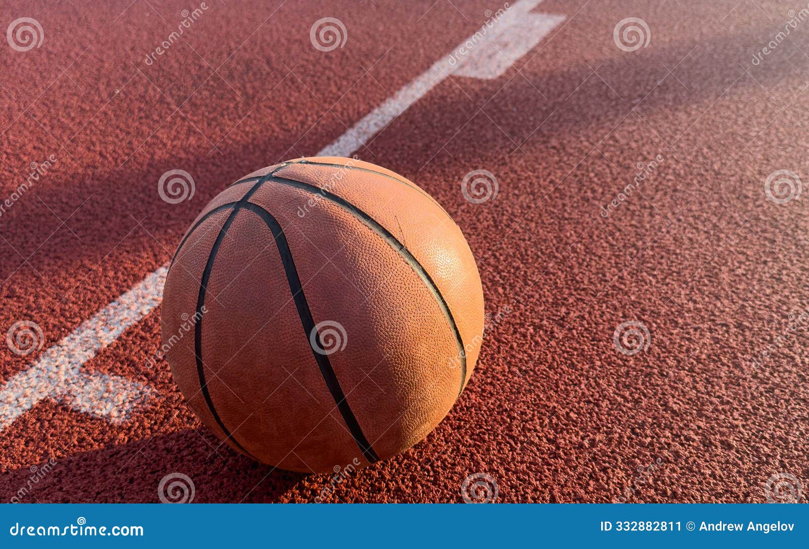 Ball on Brown Playing Surface at Basketball Court Stock Image - Image ...