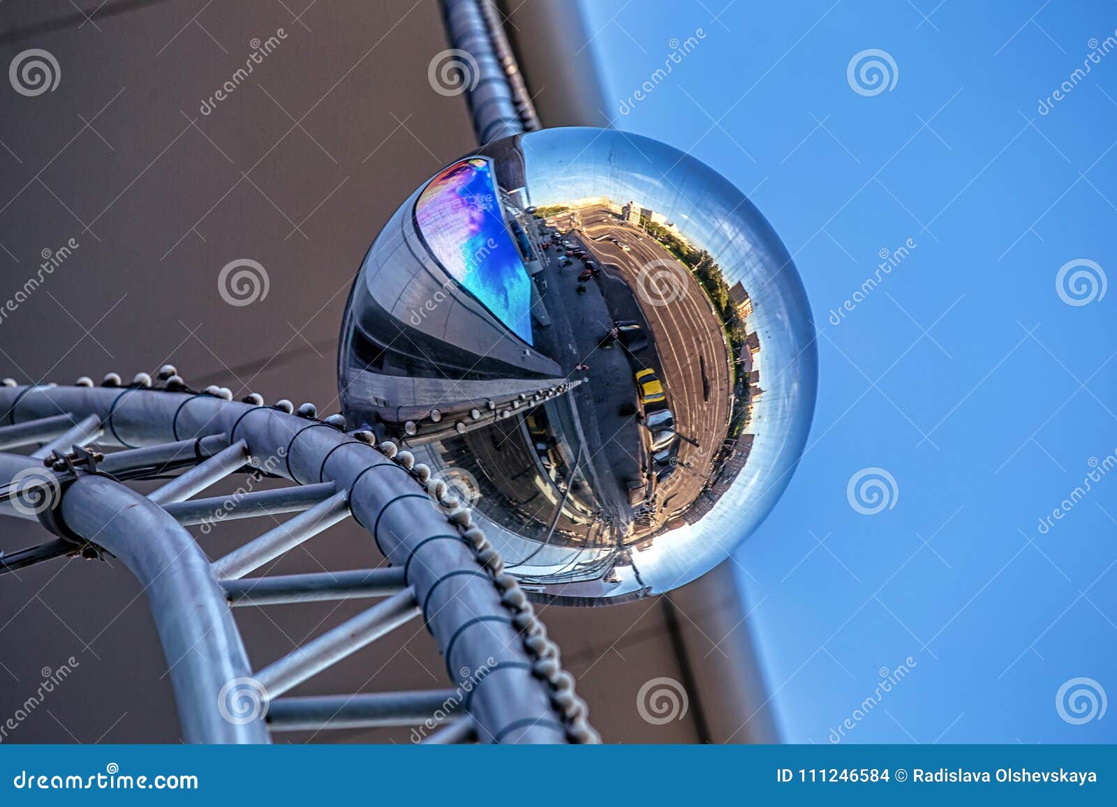 A Ball on a Building Facade. Stock Photo - Image of beautiful, mirror ...