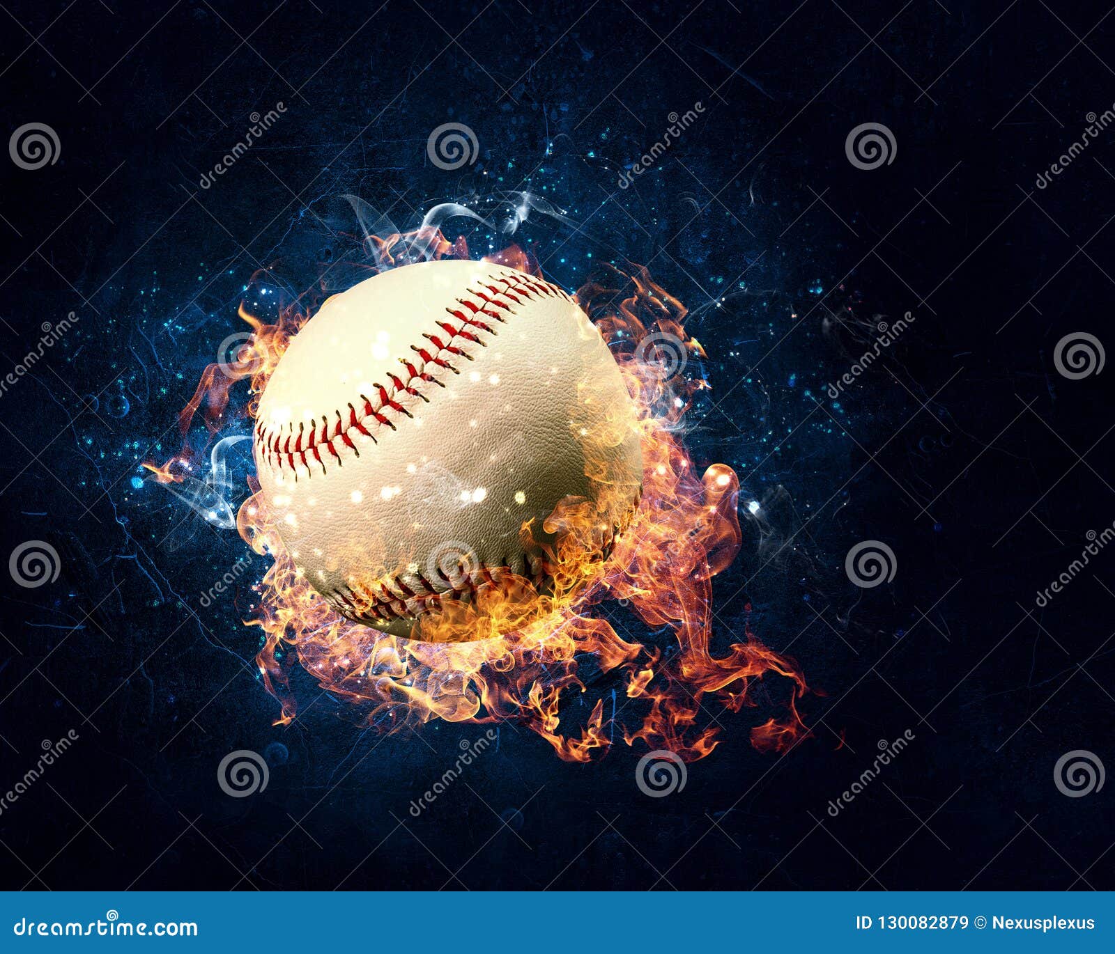 Ball burning in fire stock image. Image of design, baseball - 130082879