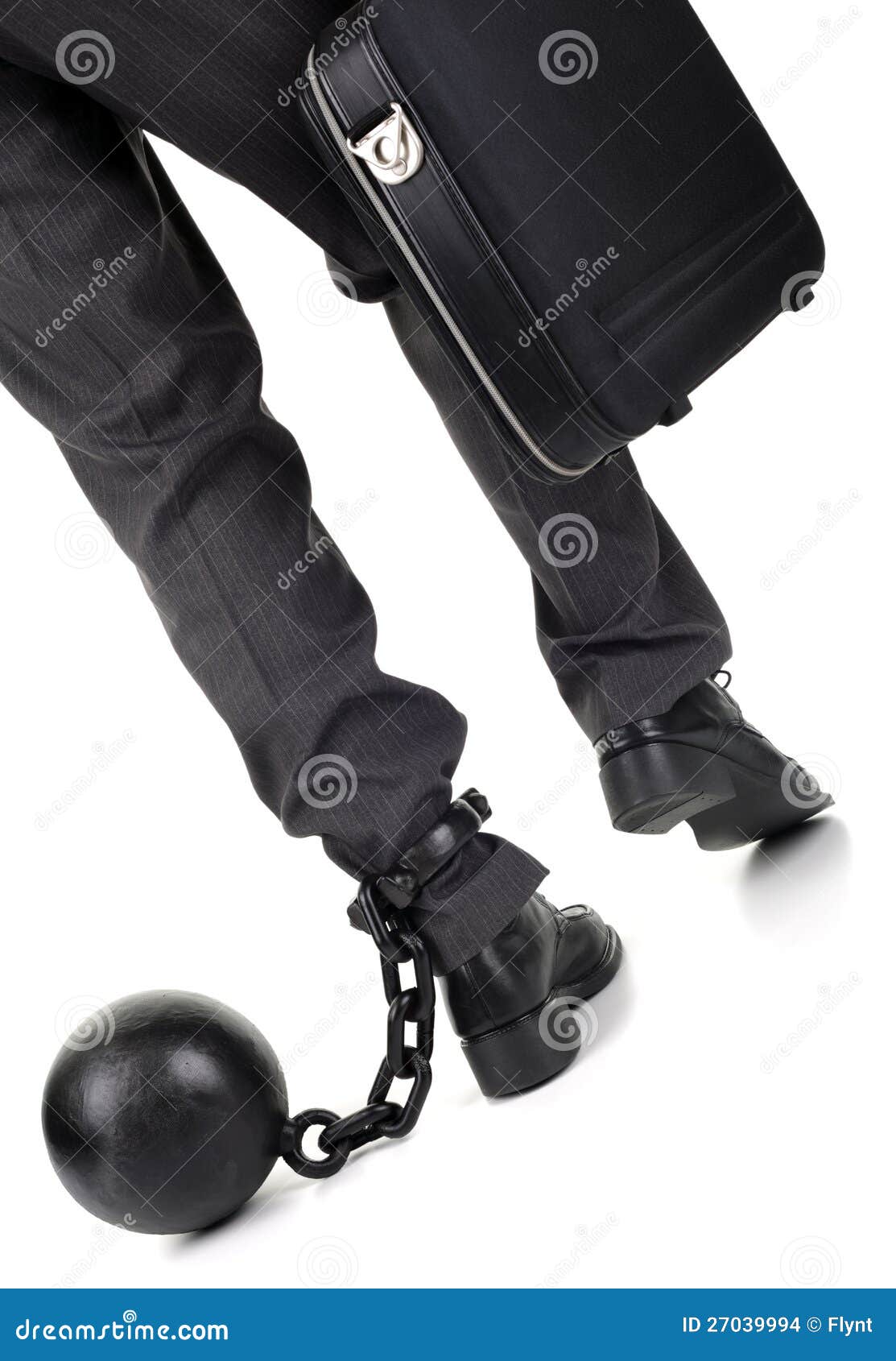 Ball and Chain on Businessman Stock Photo - Image of heavy, business ...