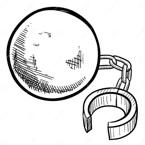 Ball and chain drawing stock vector. Illustration of restraint - 22499887