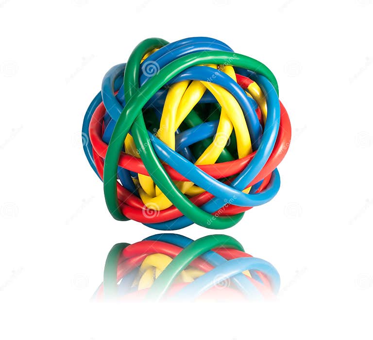 Ball of Colored Network Cables with Reflection Stock Photo - Image of ...