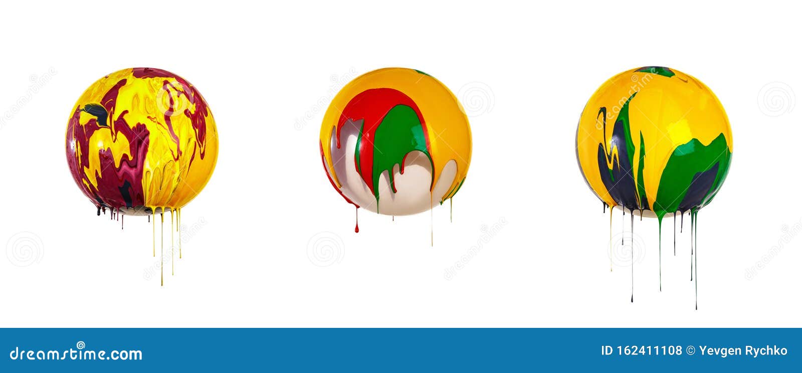 Ball covered with paint. stock photo. Image of fluid - 162411108