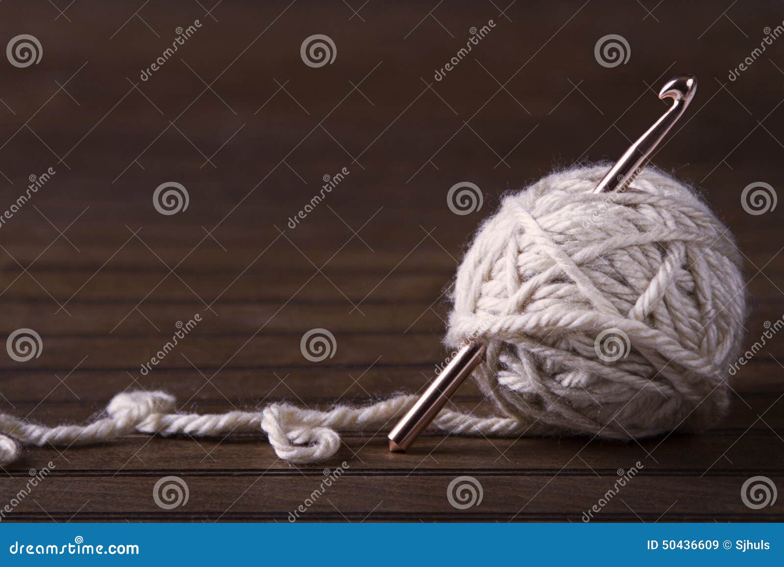 Ball of Cream Yarn with Crochet Hook Stock Image - Image of traditional ...