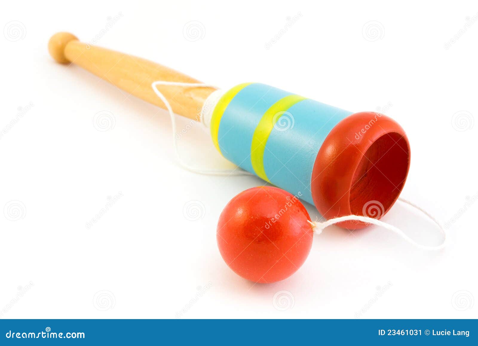 Ball in a Cup Toy Over White Stock Image - Image of blue, white: 23461031